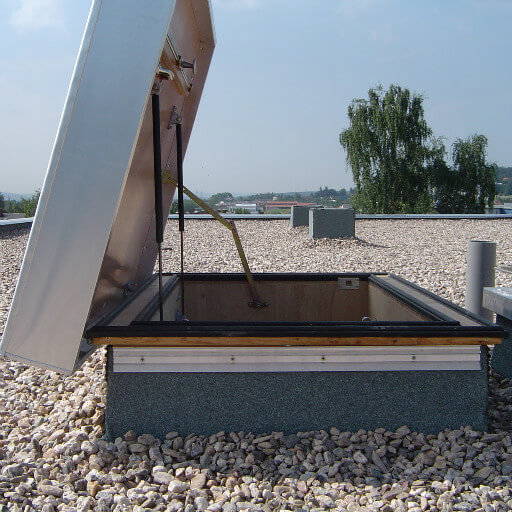 Electric Ladder with Flat Roof Access Hatch - Premier Loft Ladders