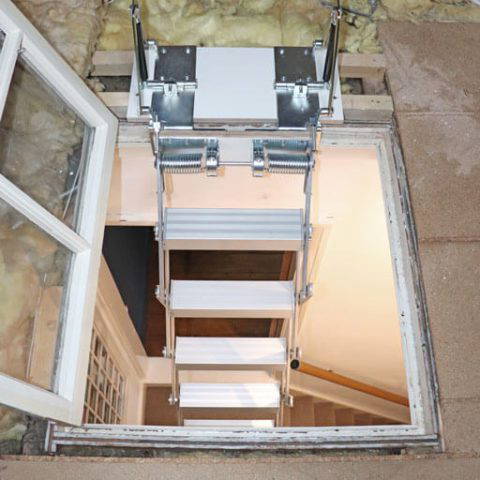 Vertical loft ladders for wall hatch & mezzanine floor
